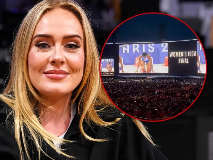 The Moment Singer Adele Paused Her Munich Concert Performance To Watch Women's 100m Final (Video)